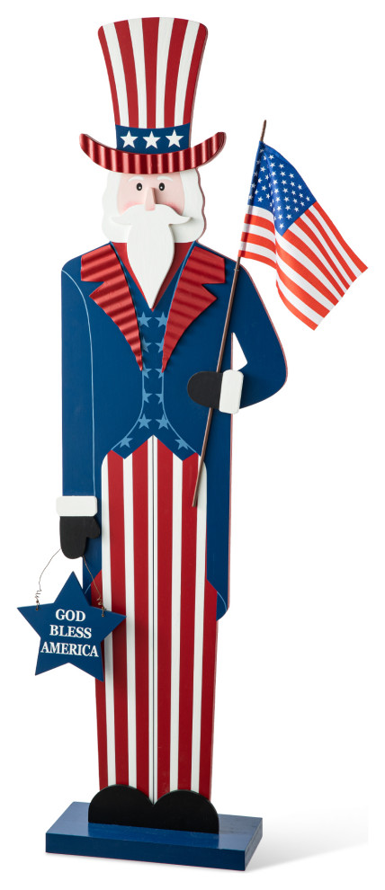 40"H Patriotic Uncle Sam Porch Decor - Contemporary - Garden Statues ...
