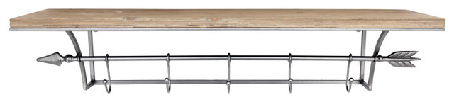 Multifunctional Metal/Wood Arrow Wall Organizer, Brown and Gray ...