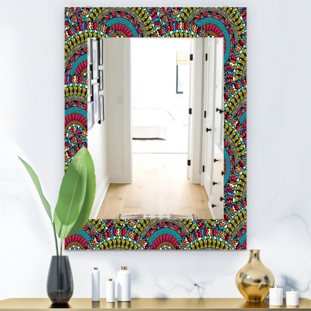 Designart Colorful Ethnicity Round Ornament Bohemian Frameless Wall ...