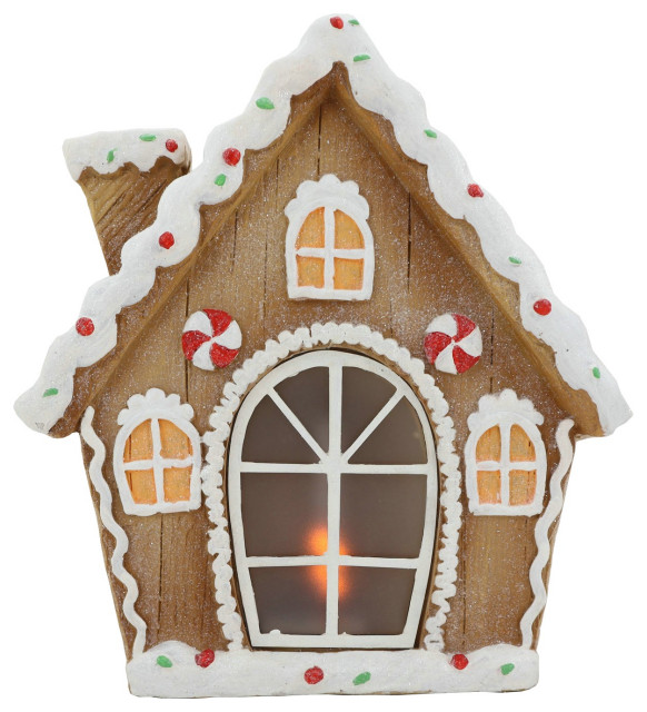 12.5" LED Lighted Frosted Gingerbread Peppermint Christmas House ...