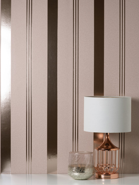 Collin Pink Bexley Stripe Wallpaper, Bolt - Contemporary - Wallpaper ...