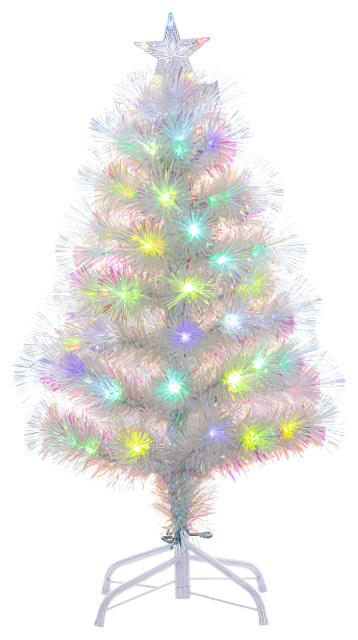 3' White Color Changing Fiber Optic Tree, Multi Color Fiber Optic LED ...