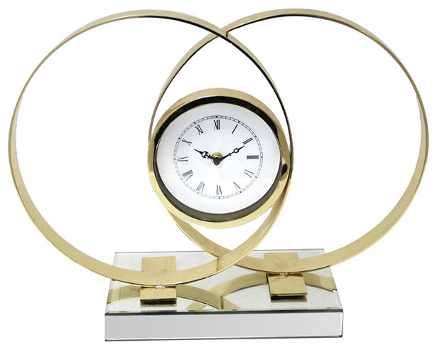 Nice-Looking Gold Metal Table Clock - Contemporary - Desk And Mantel ...