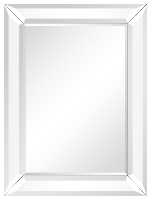 Rectangular Beveled Diamond Silver Framed Wall Mirror - Contemporary ...