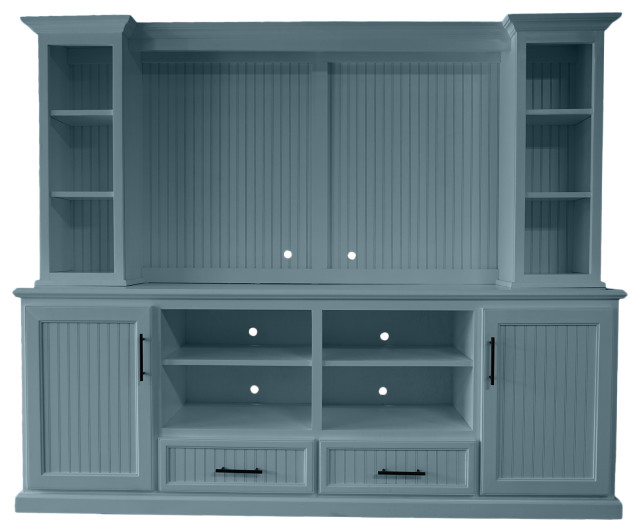 90" Modern Coastal Entertainment Center With Hutch - Contemporary ...