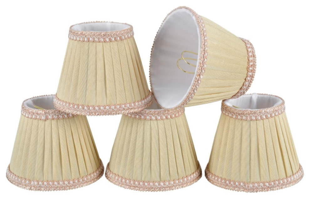 33002-X Small Pleated Empire Clip-On Lamp Shade Set Ivory 3"x5"x4 ...