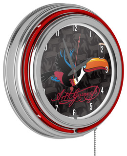 Guinness Chrome Double Rung Neon Clock, Toucan - Contemporary - Wall ...