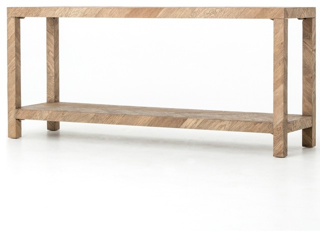 Lamar Parquet Drifted Oak Wood Console Table 70" - Rustic - Console ...