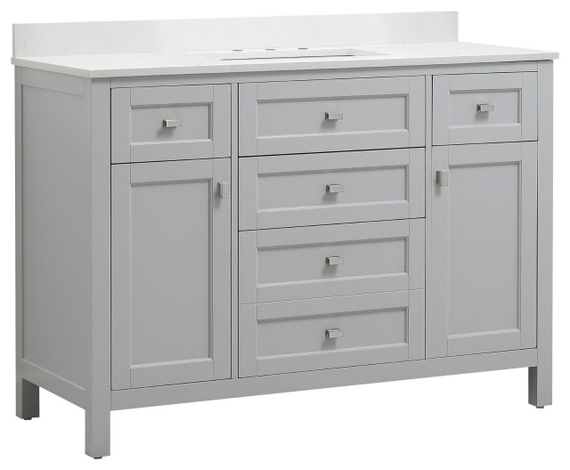 Cahaba Juniper 48"x21" Vanity, Dove Gray, Cultured Marble Top, Ceramic ...