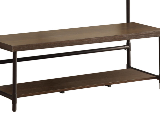 Industrial Inspired Pipe Designed Hall Tree With Built In Bench, Brown ...