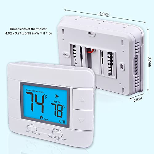 Non-Programmable Thermostats for Home, up to 1 Heat 1 Cool, DIY Install ...
