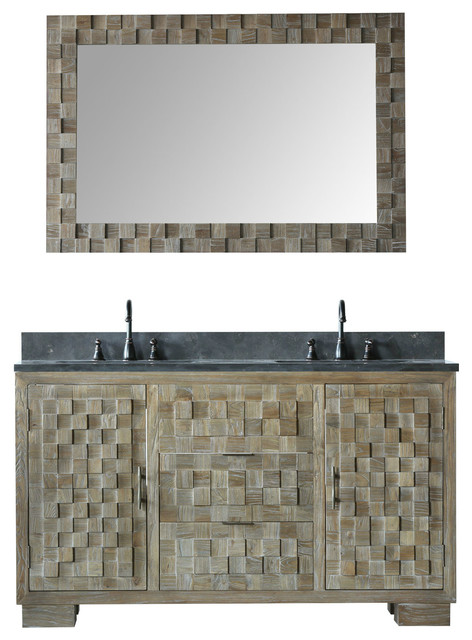 Legion Furniture Hannah Elm Vanity With Faucet and Mirror, 60 ...