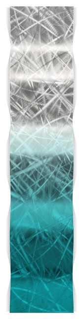 Original Abstract Metal Art 'Teal Fade Wave' Contemporary Modern Home ...