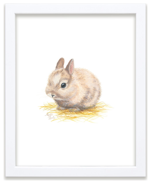 "Barnyard Littles" Bunny Framed Print, White, 18x24 - Contemporary ...