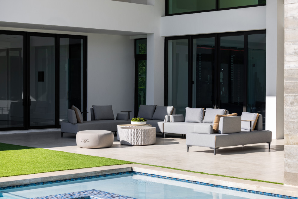 Backyard of a Modern House With Sitting Area and Pool - Modern - Pool ...