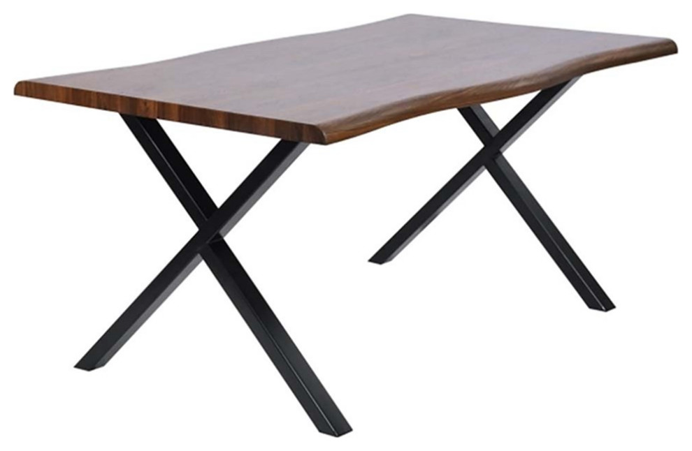 CRO Decor Walnut Wood Dining Table with X-shaped Legs in Coffee ...