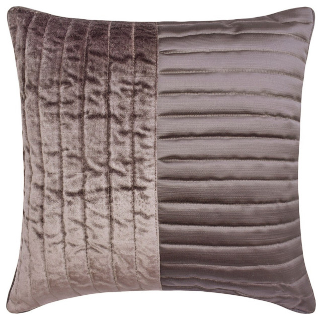Violet Striped Patchwork & Quilted 16"x16" Throw Pillow Cover- Velvet ...