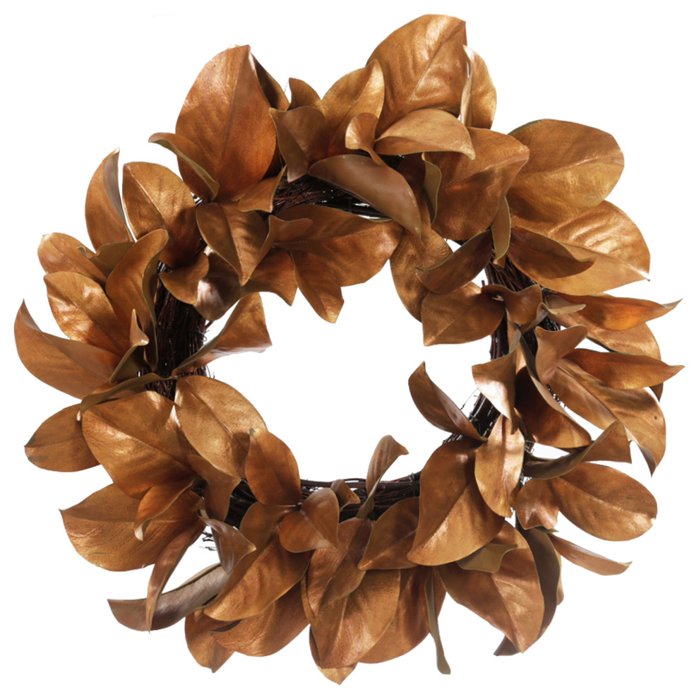Holiday Magnolia Leaf Wreath 24" - Contemporary - Wreaths And Garlands ...
