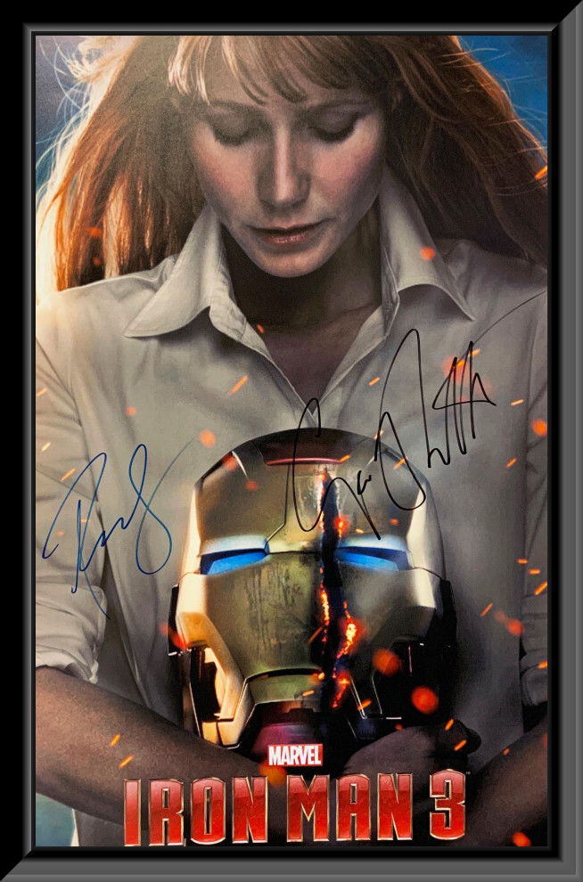 Iron Man 3 signed movie poster signed, Gwyneth Paltrow and Robert ...