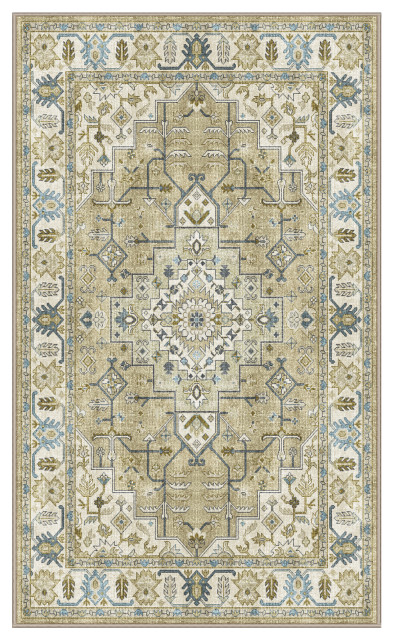 Washable Raya Antique Spices Area Rug, Rectangle 8'x12' - Mediterranean ...