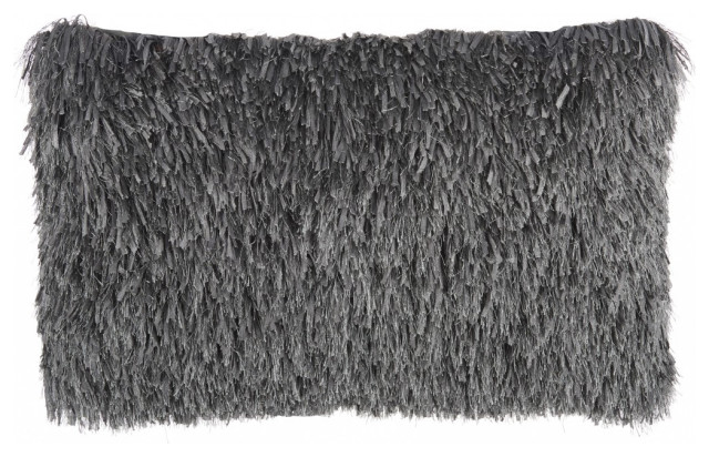 Long Charcoal Shag Throw Pillow - Contemporary - Decorative Pillows ...