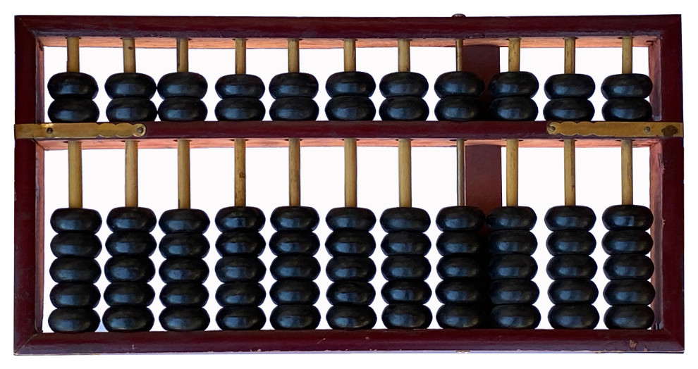 Chinese Red Brown Stain Wood Abacus Fengshui Paperweight Display ...