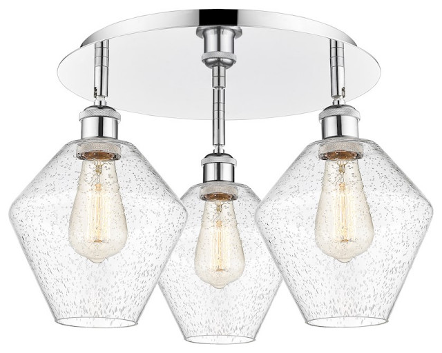 Innovations Lighting Cindyrella 3-Light 20" Flush, Chrome/Seedy ...
