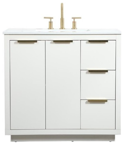 Elegant Decor Blake 36" Aluminum Alloy MDF Single Bathroom Vanity in ...