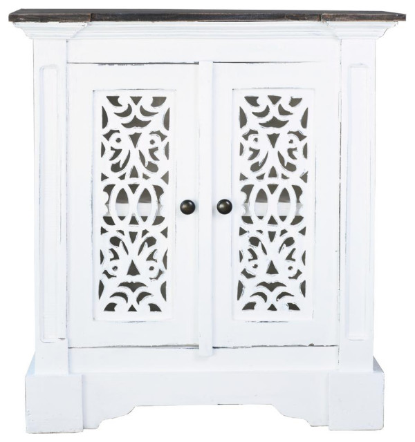 Sunset Trading Cottage Solid Wood Accent Cabinet | Two Doors with ...