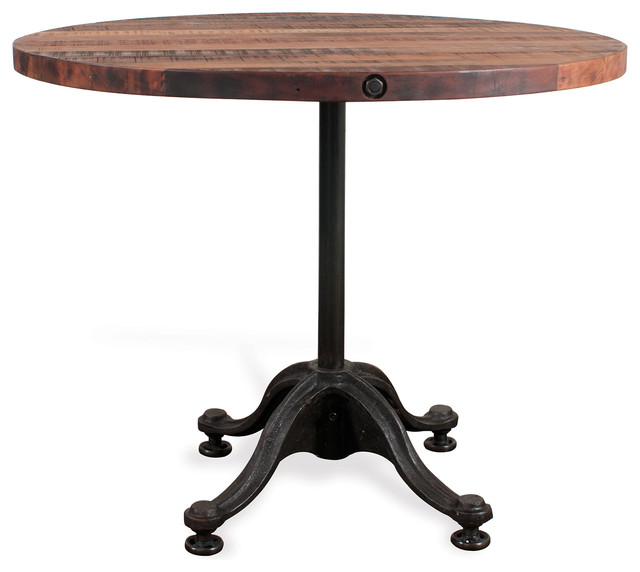 Pedro Reclaimed Wood Industrial 24 Inch Round Dining Bistro Table ...