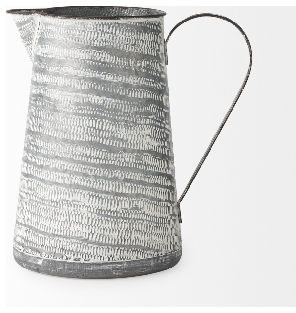 Gray and White Patterned Metal Jug - Farmhouse - Vases - by UStradeENT ...