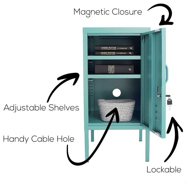 Stylish Locker End Table/Bedside Table with Metal Storage Cabinet ...