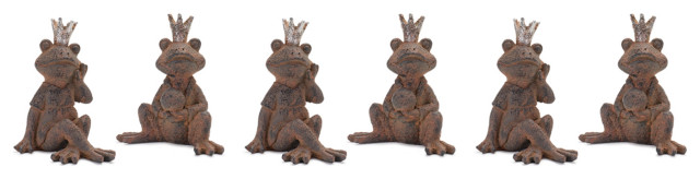 Royal Sitting Frog Figurine, 6-Piece Set - Eclectic - Garden Statues ...