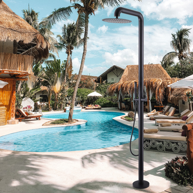 Free Standing Outdoor Shower with Handheld Shower - Modern - Outdoor Showers - by Rbrohant | Houzz