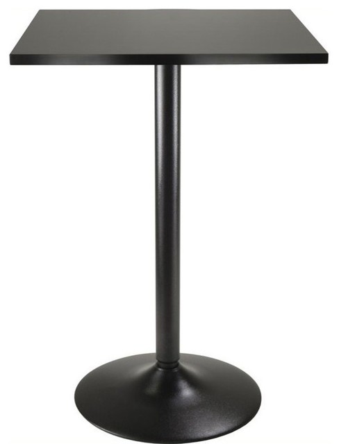 Pemberly Row Square Transitional Wood/Metal Pub Table in Black ...