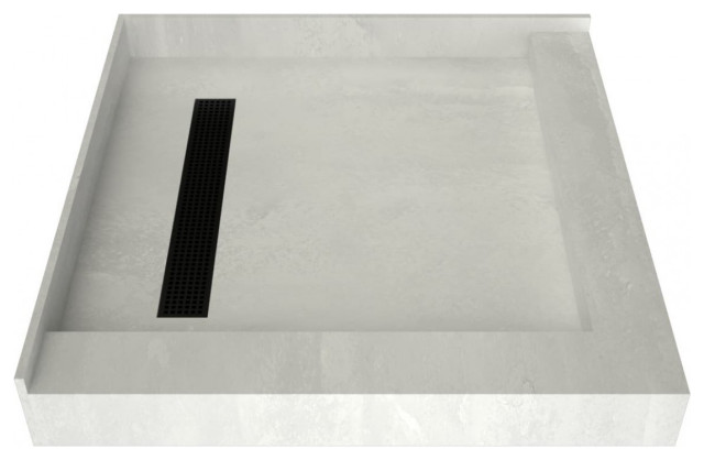 Redi Trench 42x42 Shower Pan Left Matte Black Trench R Dual Curb ...