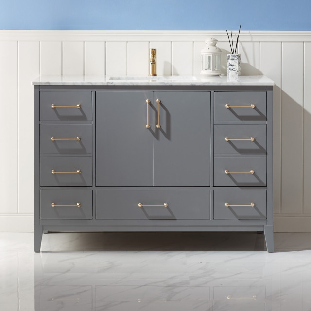 Sutton Gray Bathroom Vanity Set, 48" - Transitional - Bathroom Vanities ...