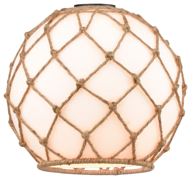 Large Farmhouse Rope Glass White Glass with Brown Rope - Beach Style ...