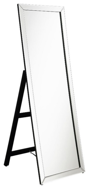 Pemberly Row Modern Glass Rectangle Cheval Mirror in Silver Finish ...