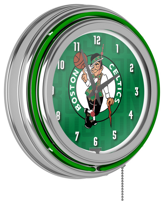 NBA Chrome Double Rung Neon Clock, City, Boston Celtics - Contemporary ...