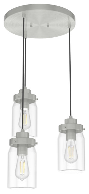 Brushed Nickel Three Light Cluster from the Devon Park Collection, 4. ...