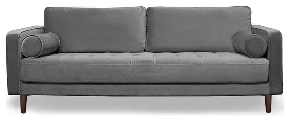 Roma Fabric Gray Velvet Sofa - Traditional - Sofas - by Primitive Collections | Houzz