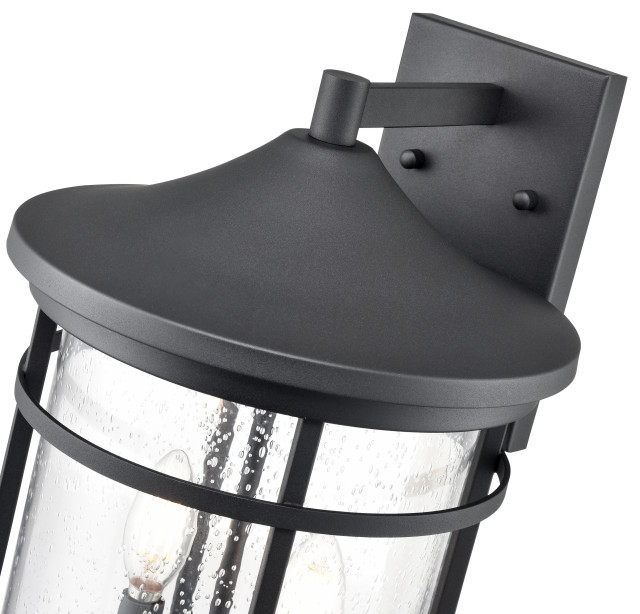 2 Light 10.5 in. Textured Black Outdoor - Transitional - Outdoor Wall ...