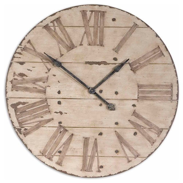 Uttermost Harrington 36" Wooden Wall Clock - Farmhouse - Wall Clocks ...
