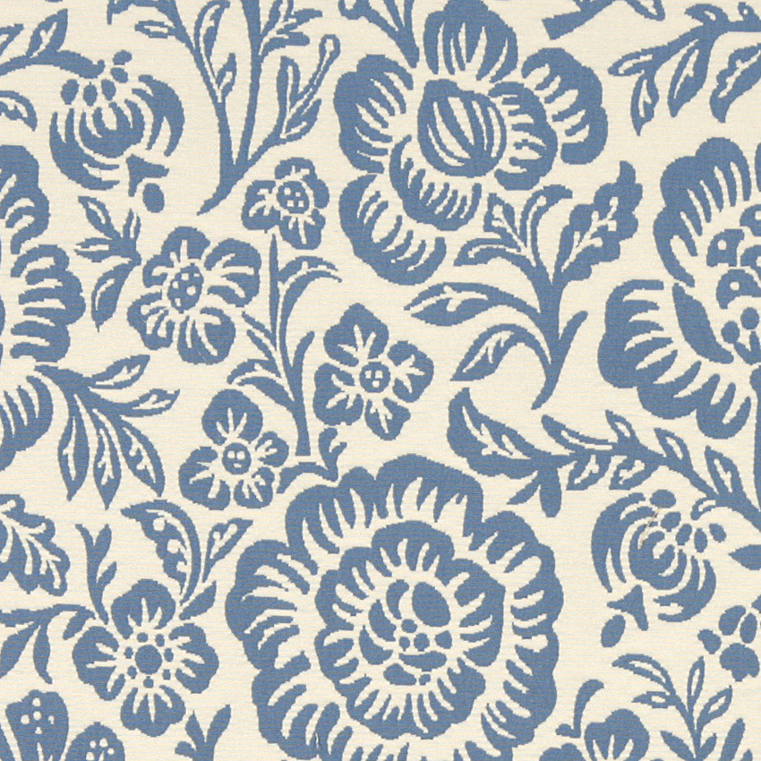 Blue And Beige Floral Reversible Matelasse Upholstery Fabric By The ...