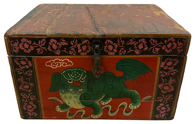 Consigned Early 20th Century Antique Chinese Wooden Painted Box - Asian ...