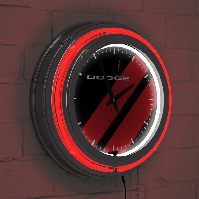 Dodge Chrome Double Rung Neon Clock, Big Stripe - Contemporary - Wall ...