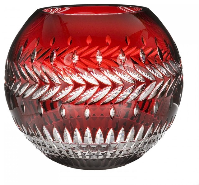 Waterford 12" Ruby Cased Rose Bowl - Traditional - Decorative Bowls ...