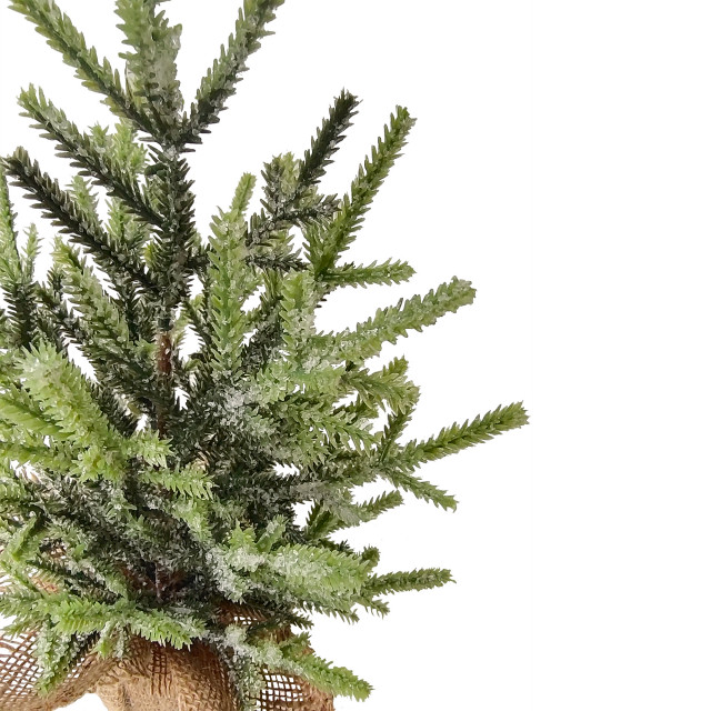 Frosted Pine Tree With Natural Jute Base Christmas Decoration 13.25 ...