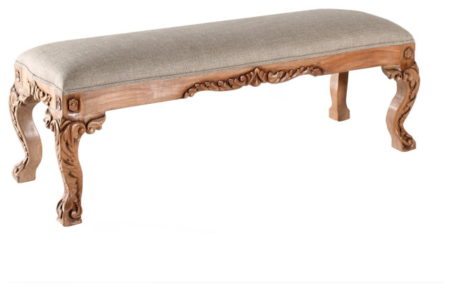 Bench Charlotte, Euro Burlap - Traditional - Upholstered Benches - by ...